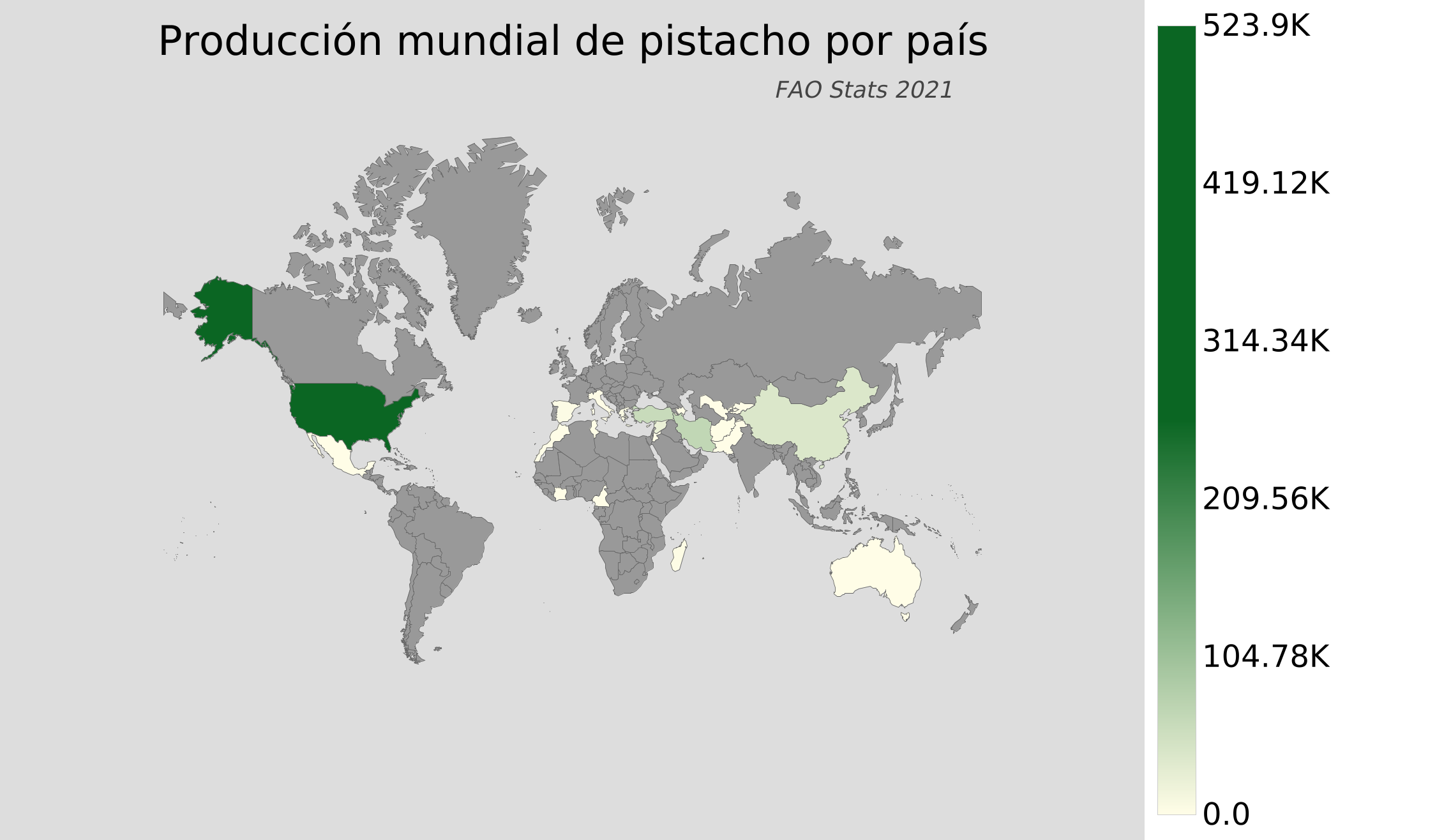 Producción mundial de pistacho por país